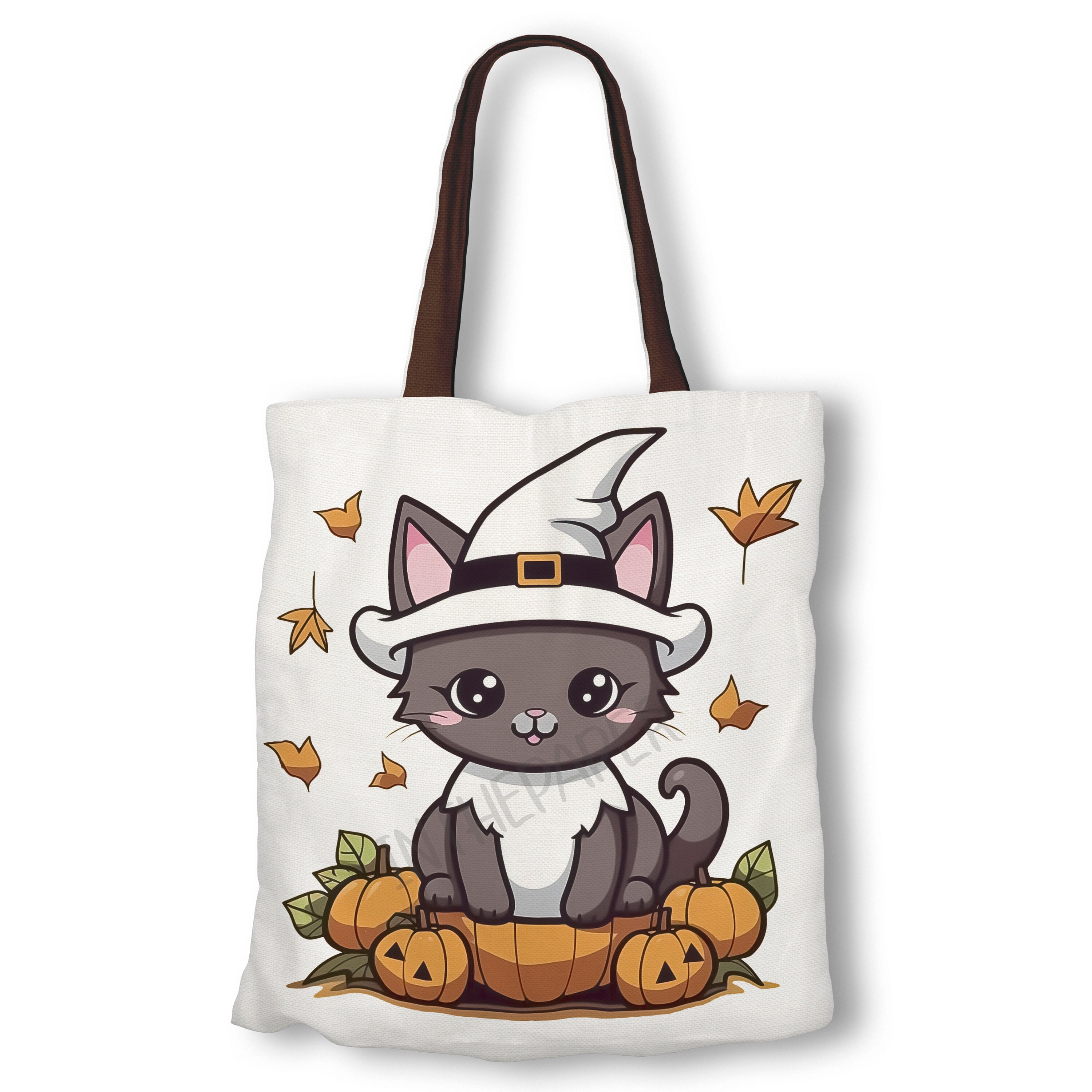 Halloween Black Cat in Hat PNG Pumpkin Fallen Leaves Clip - Etsy