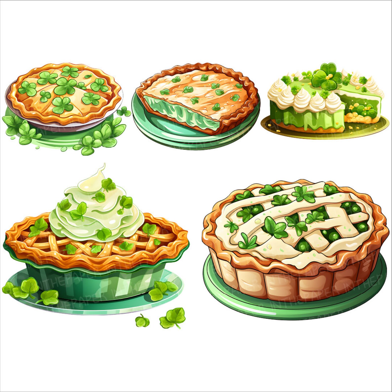 St. Patrick's Day Pie PNG | Clover Clip Art Dessert Piece Cake Tray ...