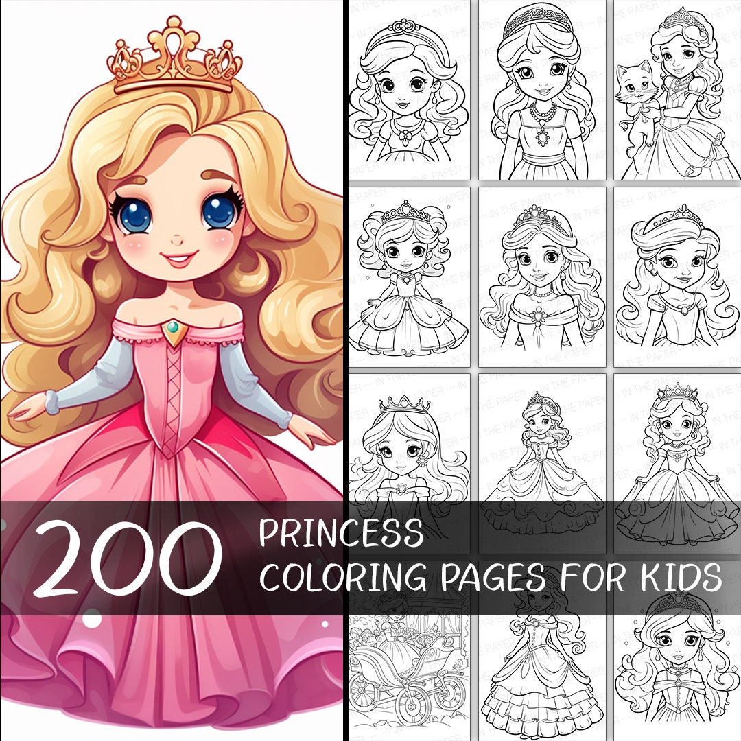 200 Princess Coloring Pages for Kids | Cute Queen Ribbon Crown Jewels ...