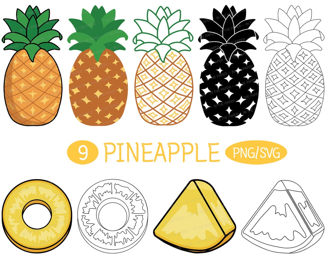 PINEAPPLE SVG | Fruit PNG Clip Art Slice Silhouette Coloring Page Book ...