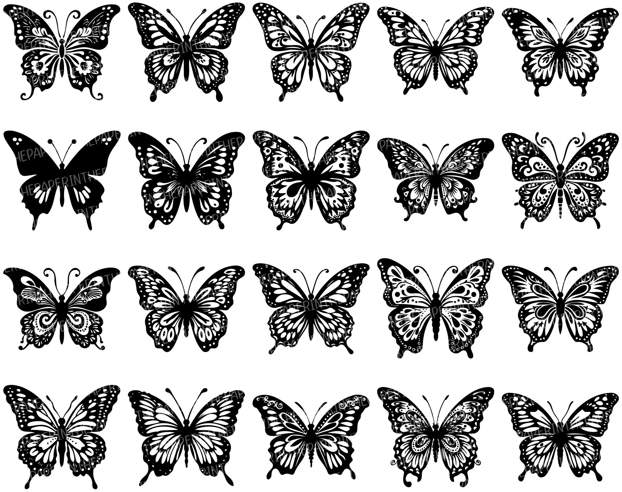 Butterfly SVG Mega Bundle, SVG File for Cricut, Silhouette, Black, Line ...