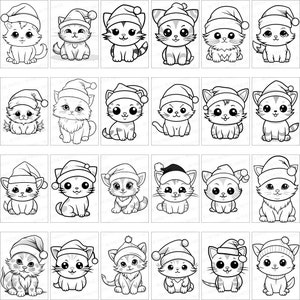 120 Christmas Animal Coloring Page for Kid | Book Baby Cute Santa Hat ...