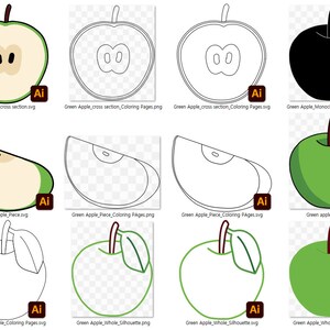 Green Apple SVG Apple PNG Fruit Clipart Food Slice Half Piece ...