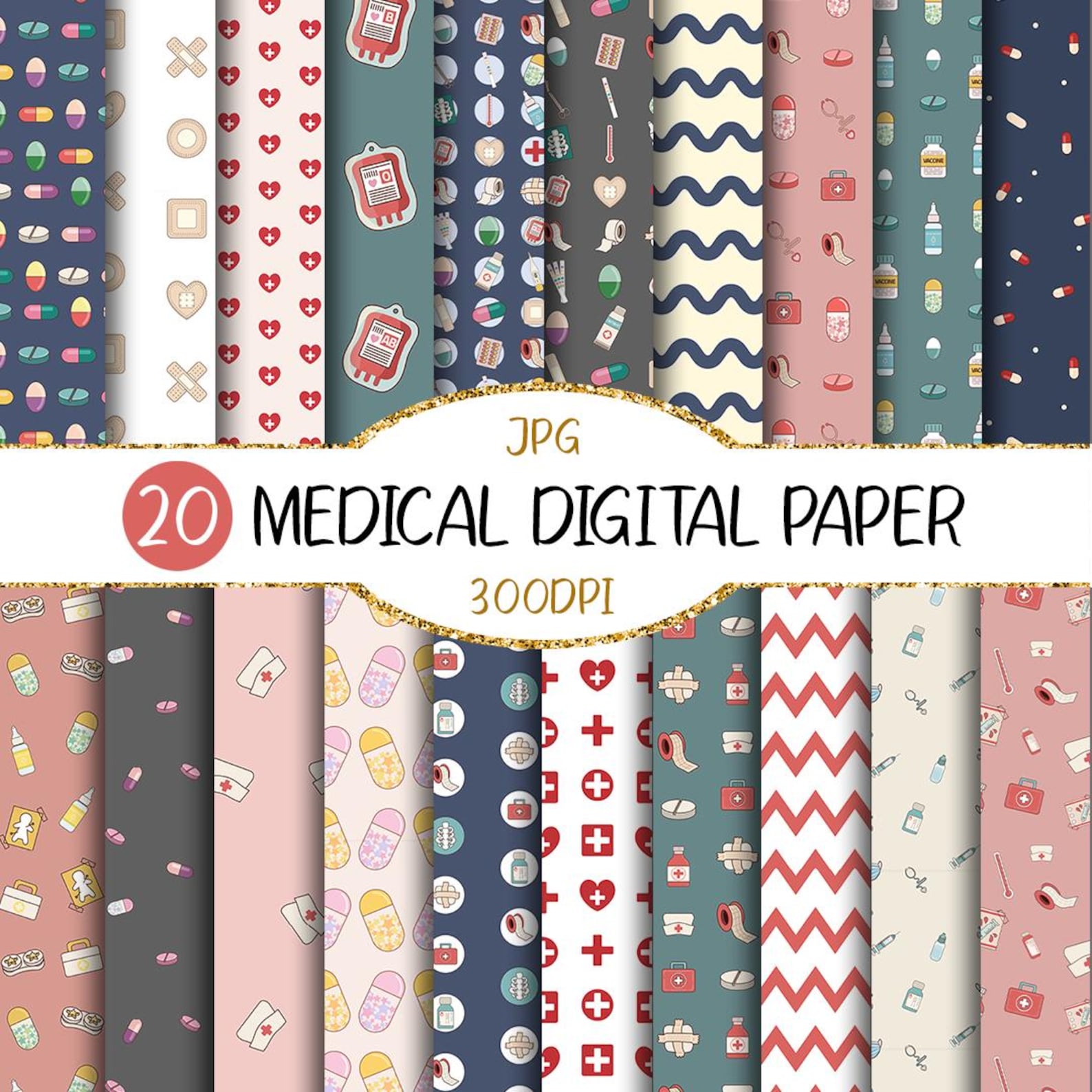 Medical Digital Paper | Pastel Seamless Background Cute Nurse Pharmacy ...