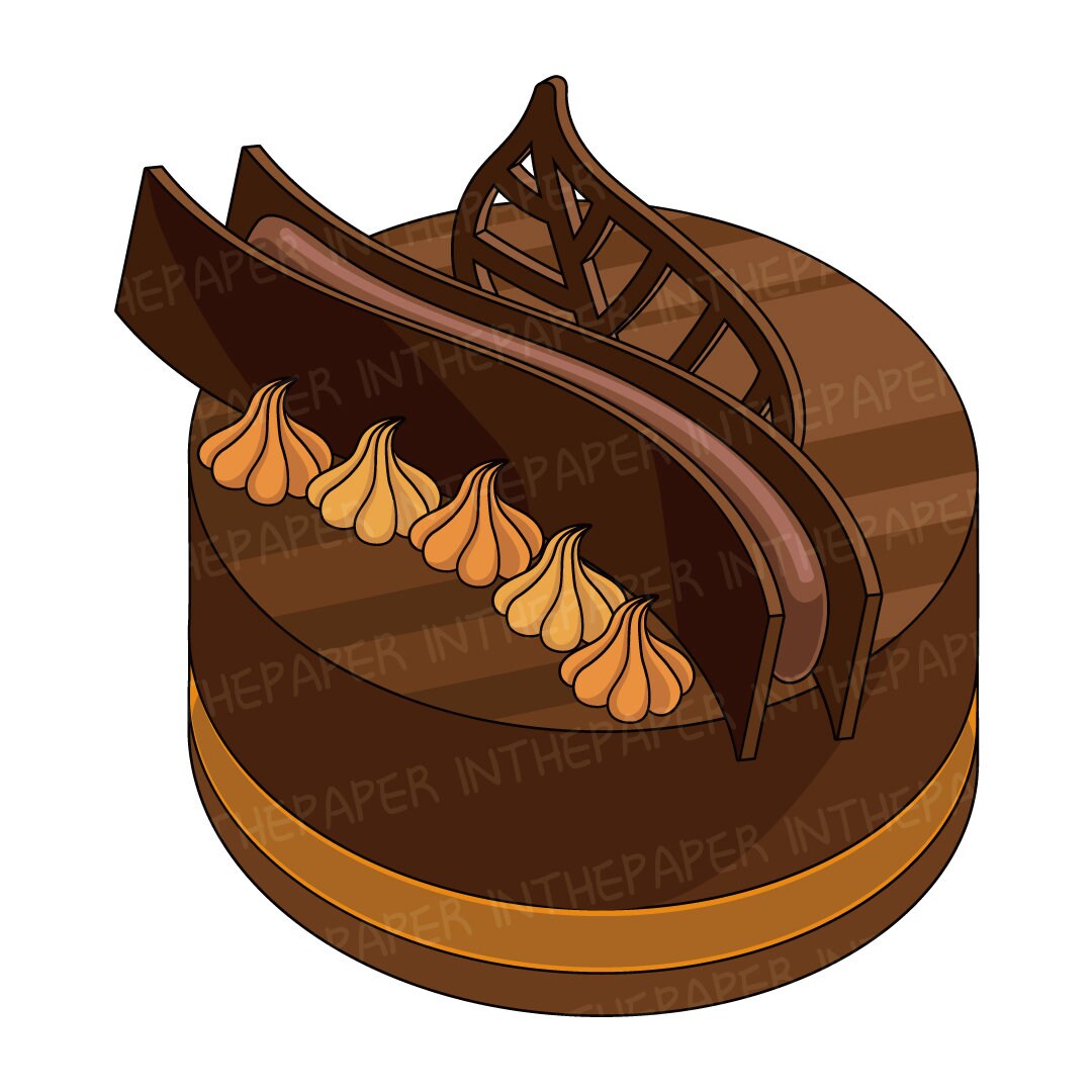 Chocolate Mousse With Orange Jelly SVG PNG Plate of Cake Dessert Clip ...