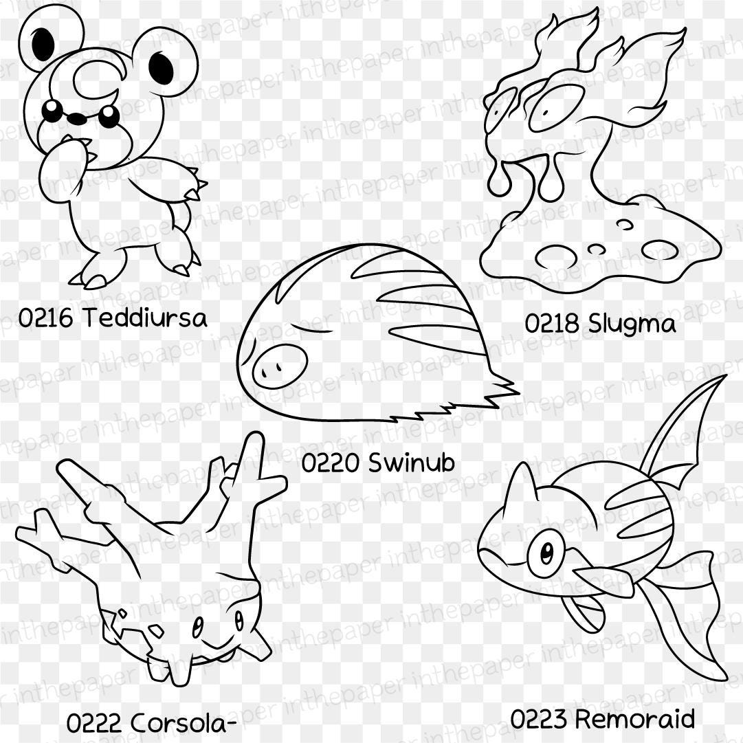 Pokemon Coloring Papers | for Kids PNG SVG Blackline Animal Outline ...