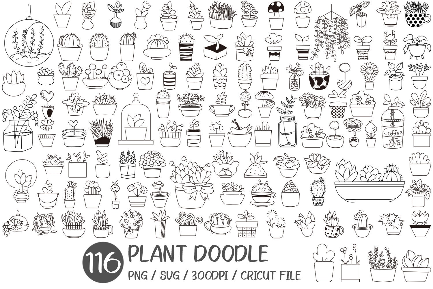 PLANT DOODLE Flower Png, Cute Doodle, Flower Pot, Floral, Good Notes ...