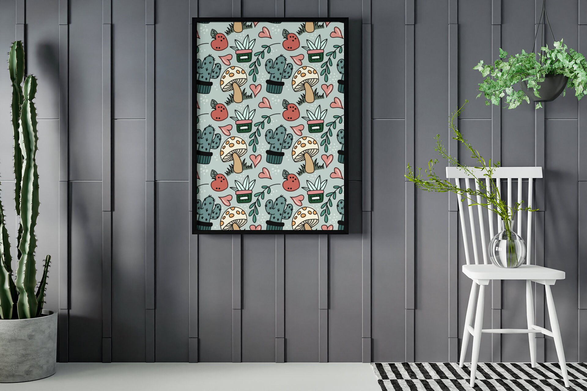 Seamless Cute Doodle Digital Paper Fruit Flower Sea - Etsy