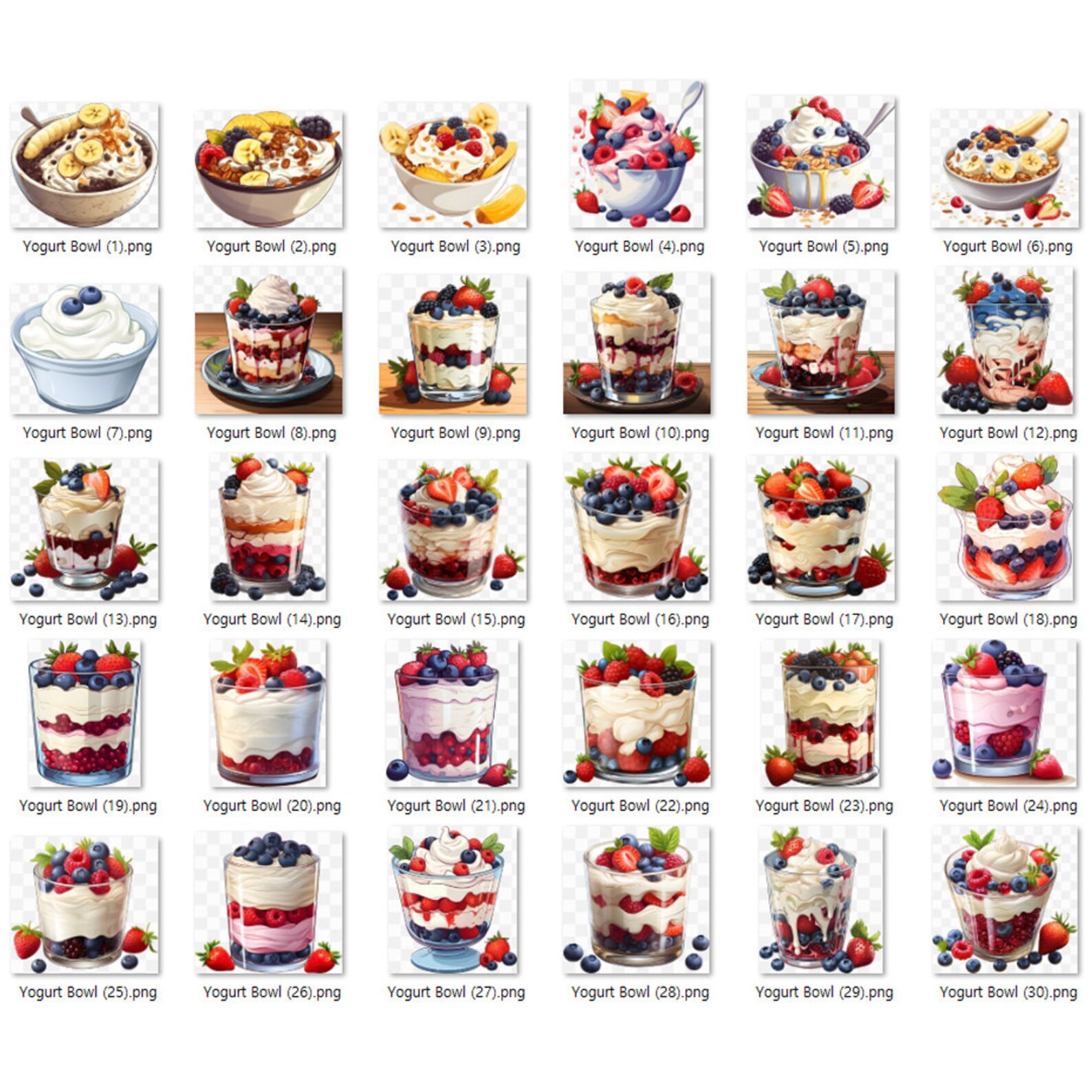 Yogurt Bowl Clipart PNG Food Dessert Greek Fruit Granola Cacao Nibs ...