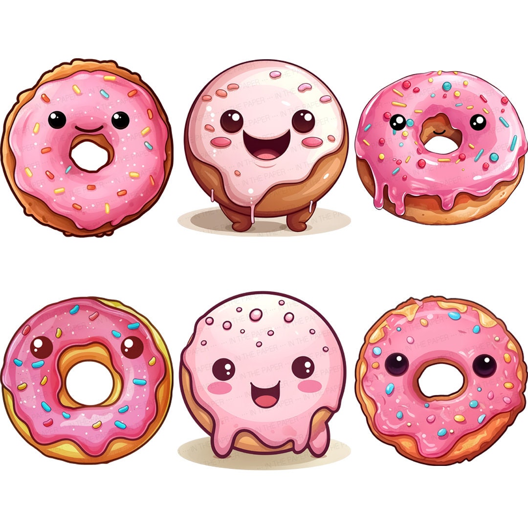 Kawaii Donut Clip Art Doughnut Dessert PNG Chocolate Teddy Bear ...