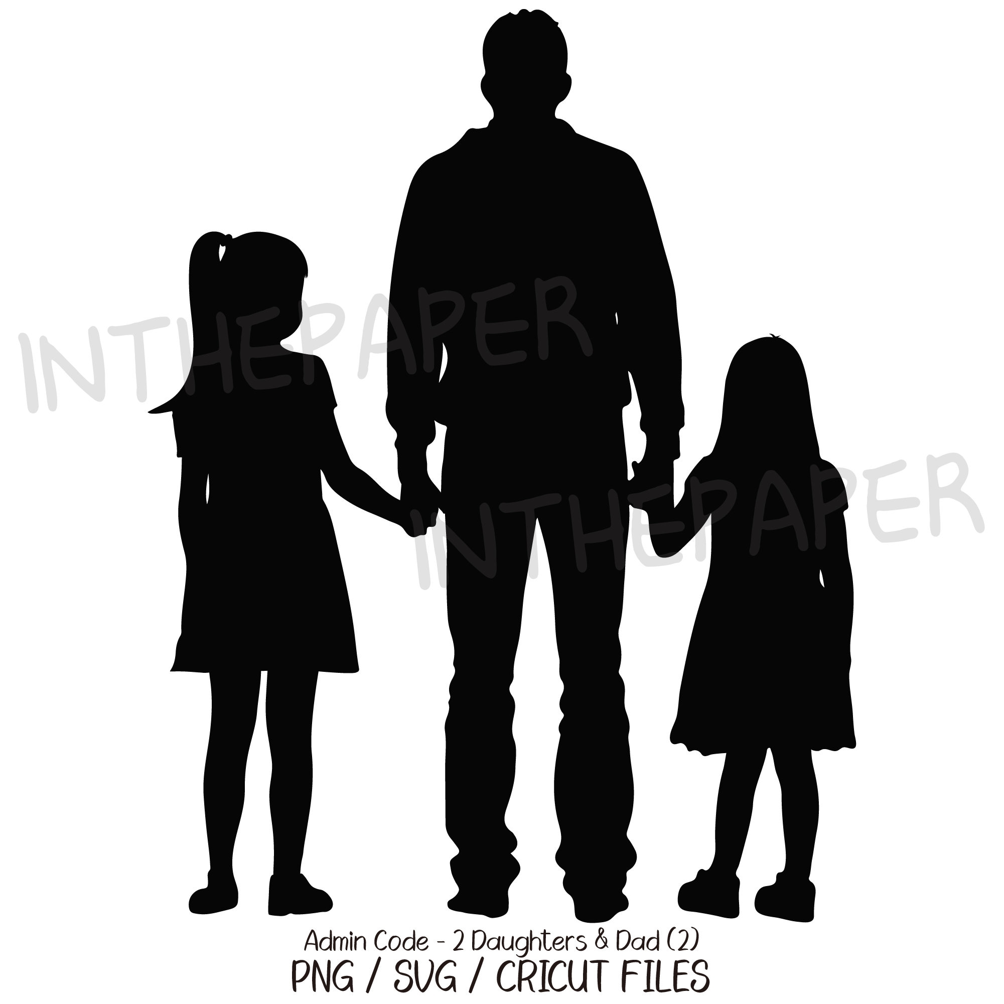 Dad Holding Hands With His Two Daughters | Father's Day PNG, Silhouette ...