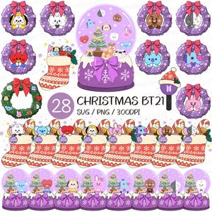 Christmas BT21 SVG BTS PNG Army Clipart Sticker Kpop Korean Idol Boy ...