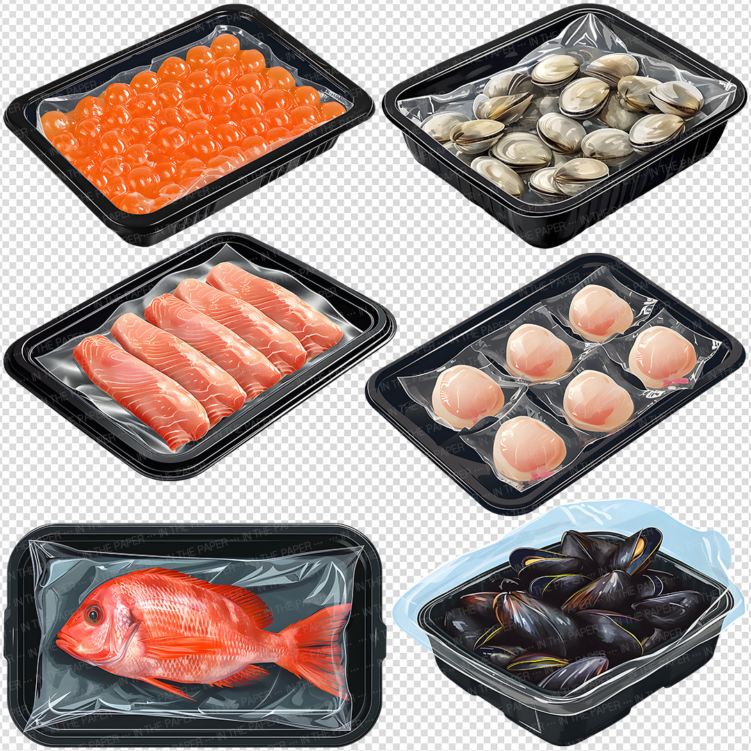 Seafood Supermarket Packaging PNG Fish Clip Art Salmon Roe Shellfish ...