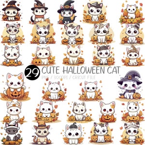 Cute Halloween Cat PNG, Clipart, Kitty, Kawaii, Witch Hat, Pumpkin ...