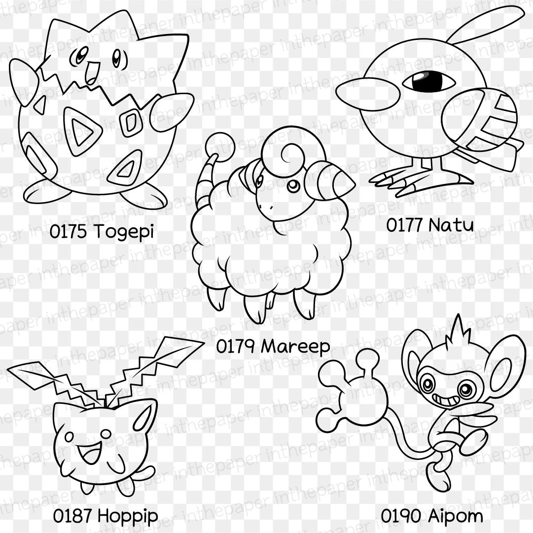 Pokemon Coloring Papers for Kids PNG SVG Blackline Animal Outline ...