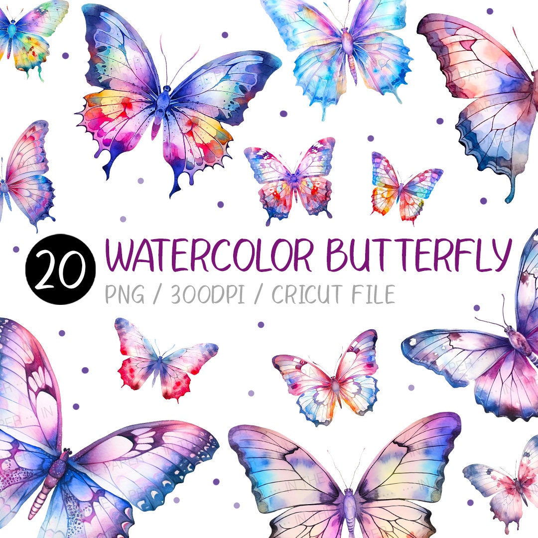 Watercolor Butterfly PNG | Pastel Butterfly Clipart Elegant Wings ...