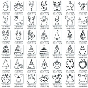 160 Christmas Doodle SVG | PNG Clipart Coloring Page Tree Bell Santa ...