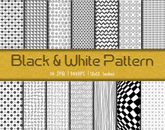 Black & White Doodle Digital Papers Pattern Basic Hand - Etsy