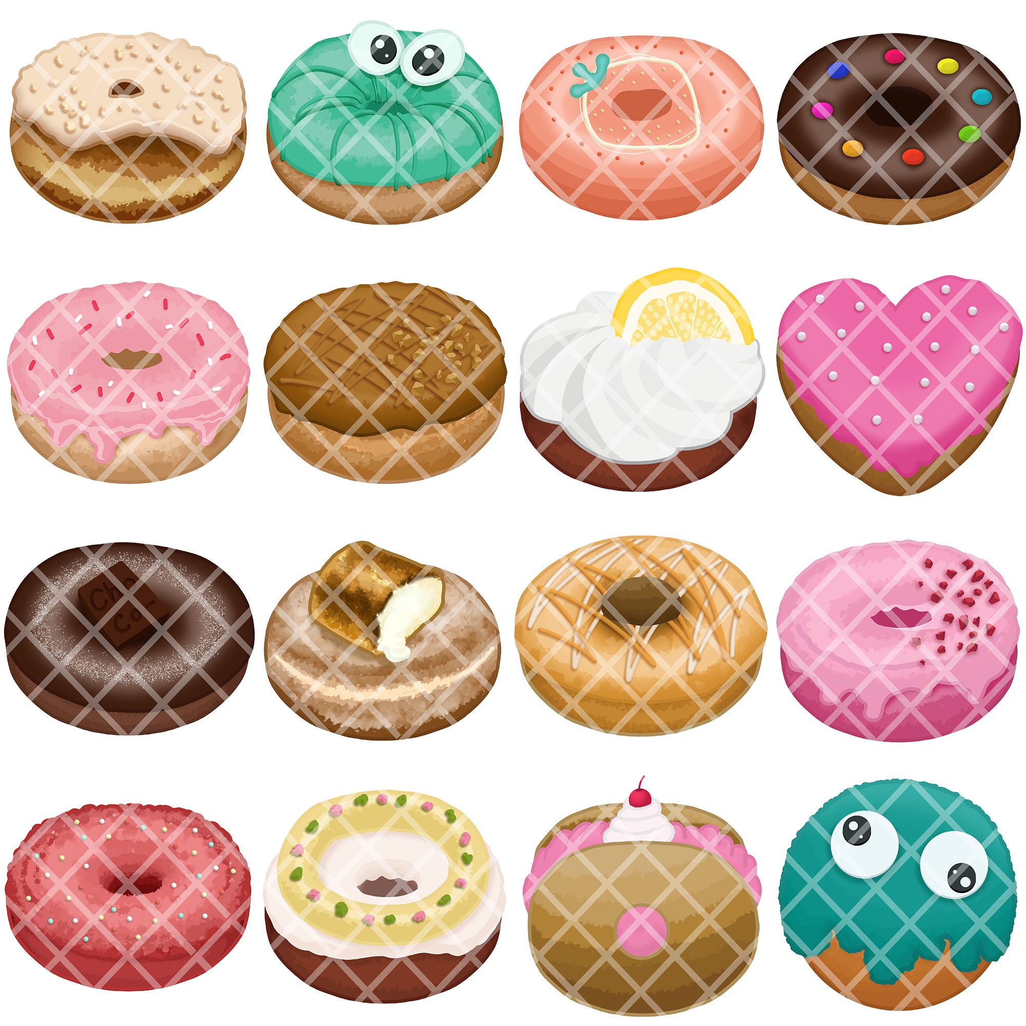 Donut PNG Clip Art Sweet Dessert Chocolate Pink - Etsy
