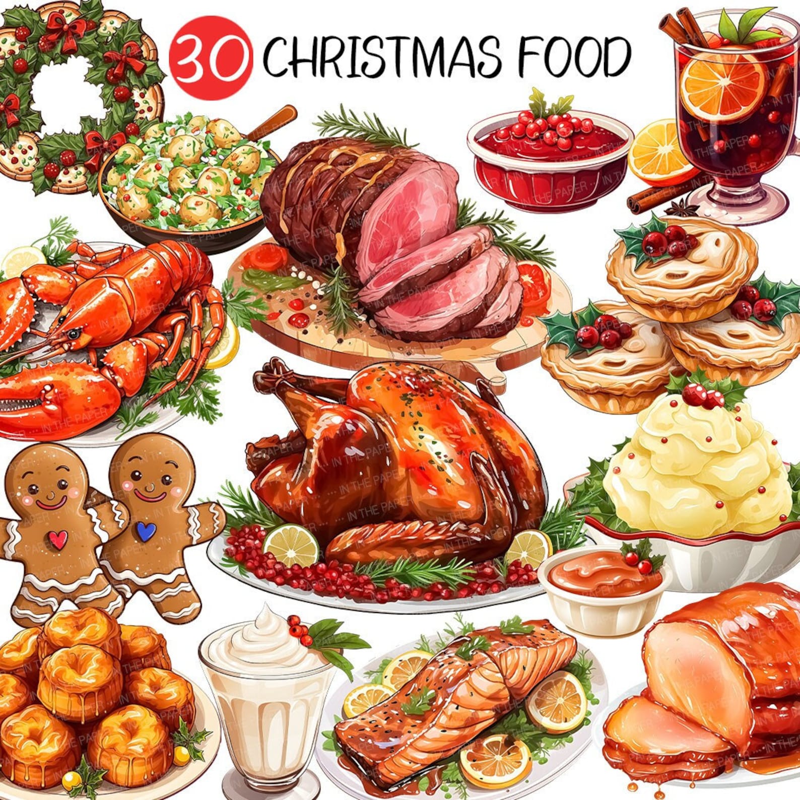 Christmas Food PNG | Dessert Clipart Turkey Roast Beef Mince Pie ...
