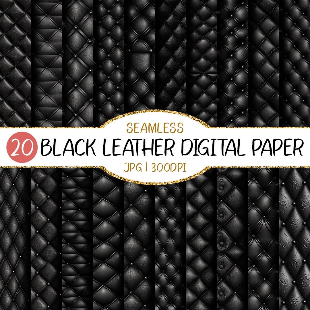 Seamless Black Leather Digital Paper | Luxury Textured Leather Pattern ...