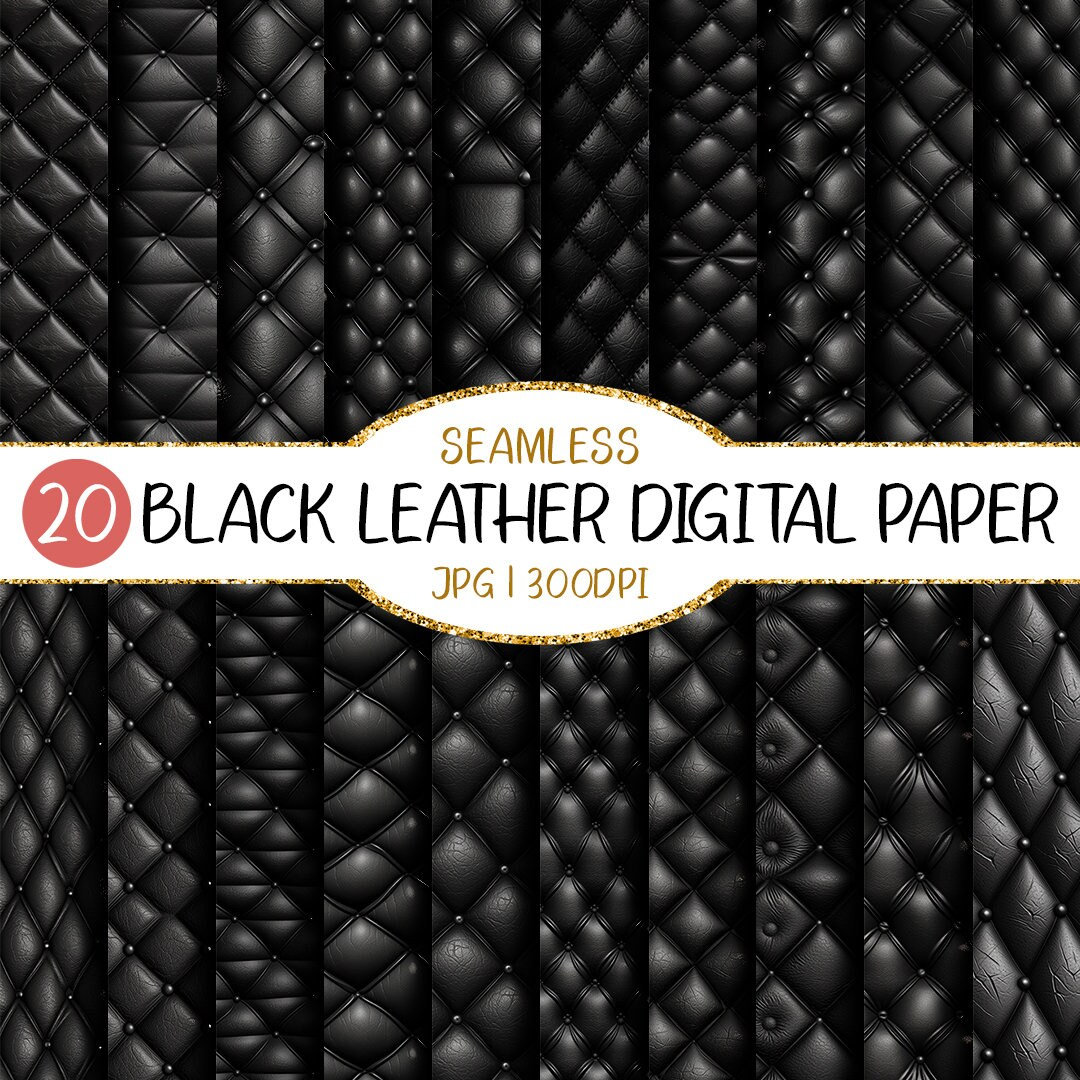 Seamless Black Leather Digital Paper Embossing, Real Textures, Rustic ...