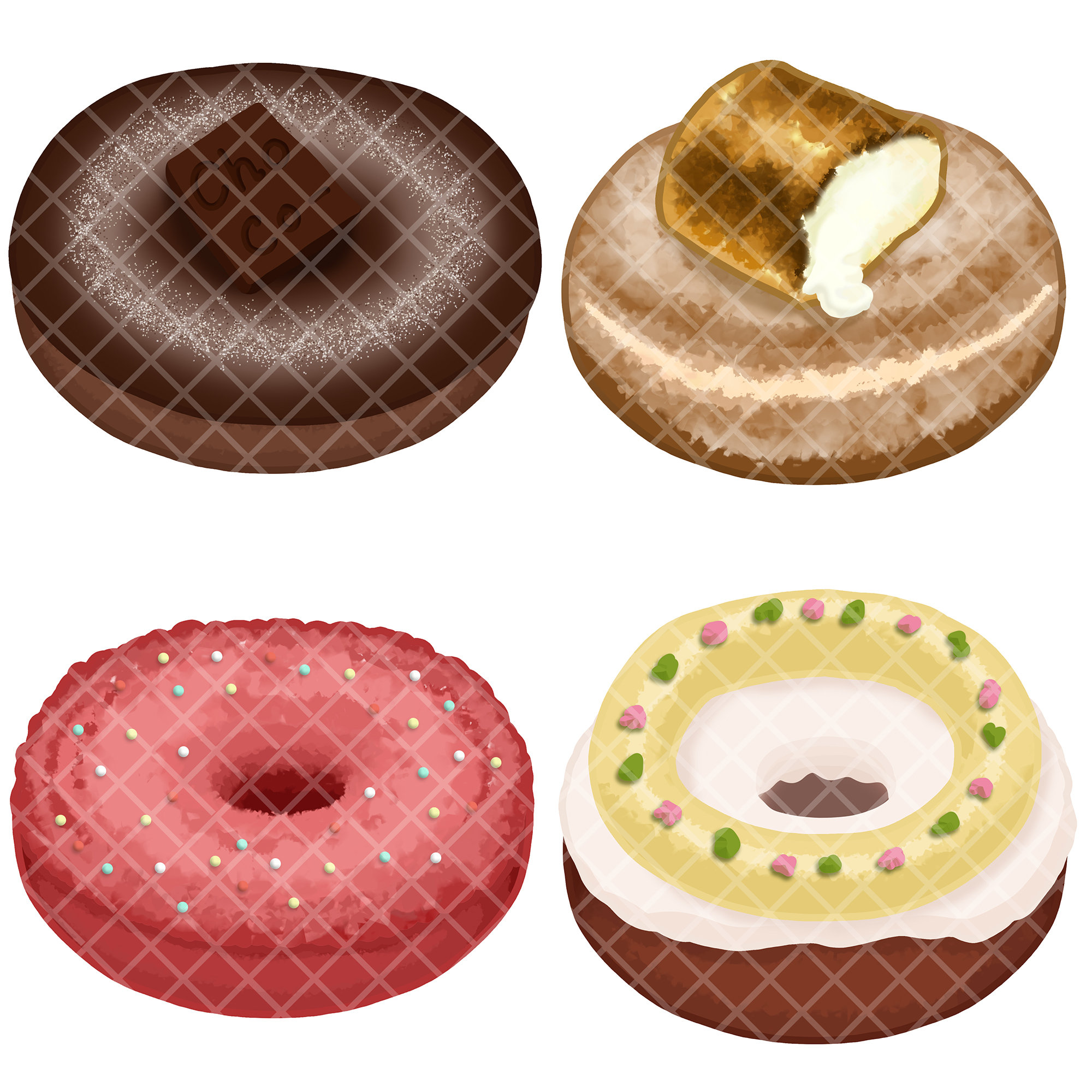 Donut PNG Clip Art Sweet Dessert Chocolate Pink - Etsy