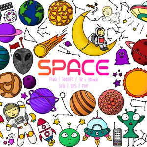 Space PNG SVG, Clip Art, Planets, Spaceship, Galaxy, Alien, Vector ...