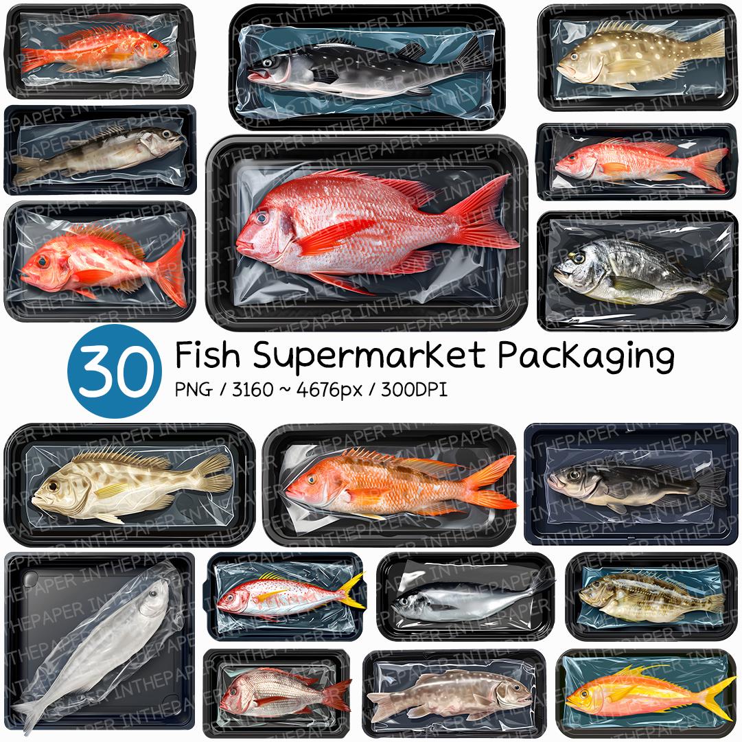 Fish Supermarket Packaging | Seafood Freshwater Plastic Tray Wrapped ...