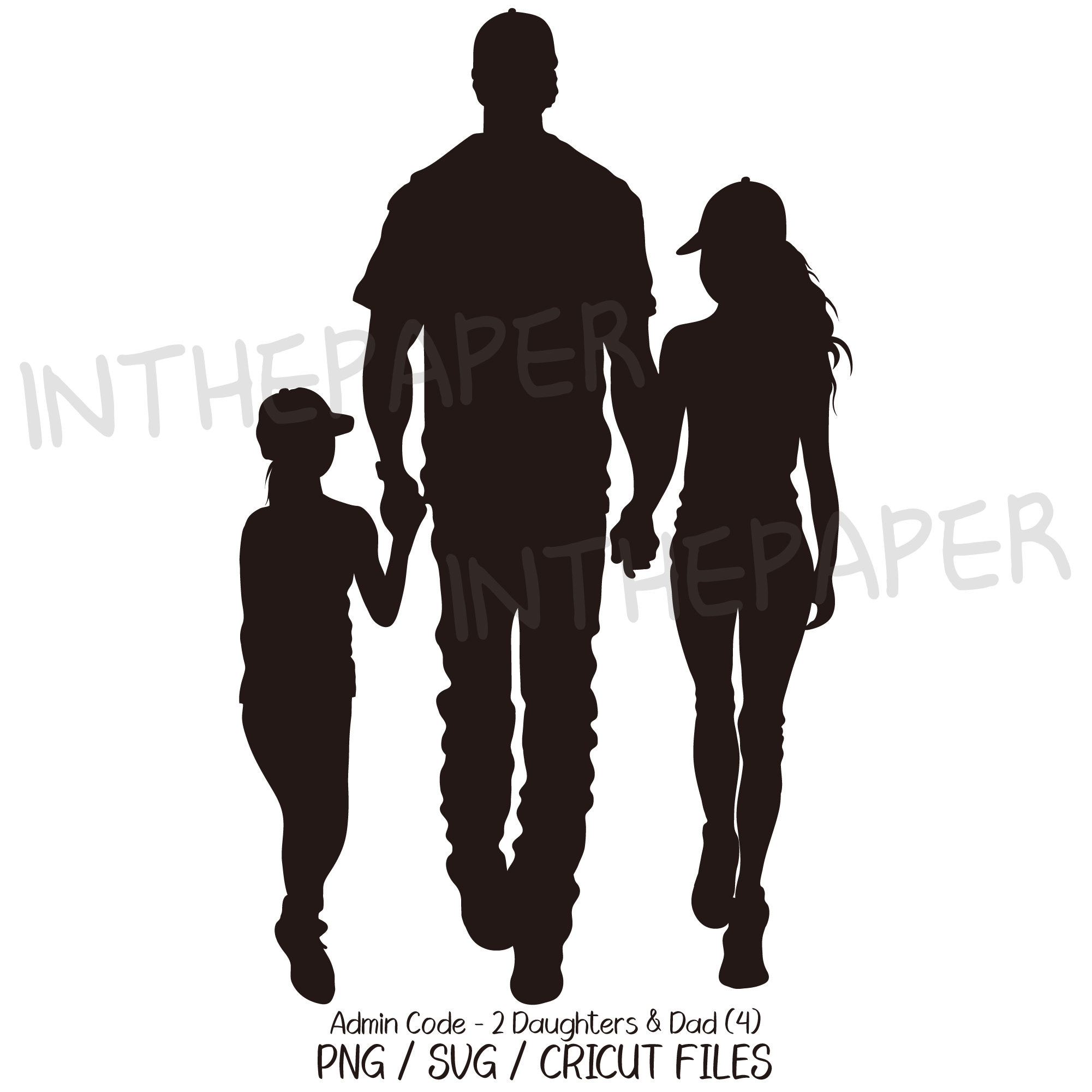 Dad Holding Hands With His Two Daughters SVG | Father's Day PNG ...