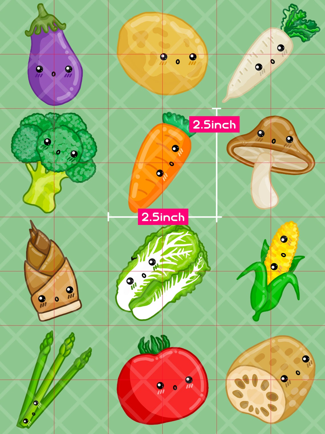 KAWAII VEGETABLES PNG | Svg | Eps | Pdf | Clipart | Cute | Corn ...
