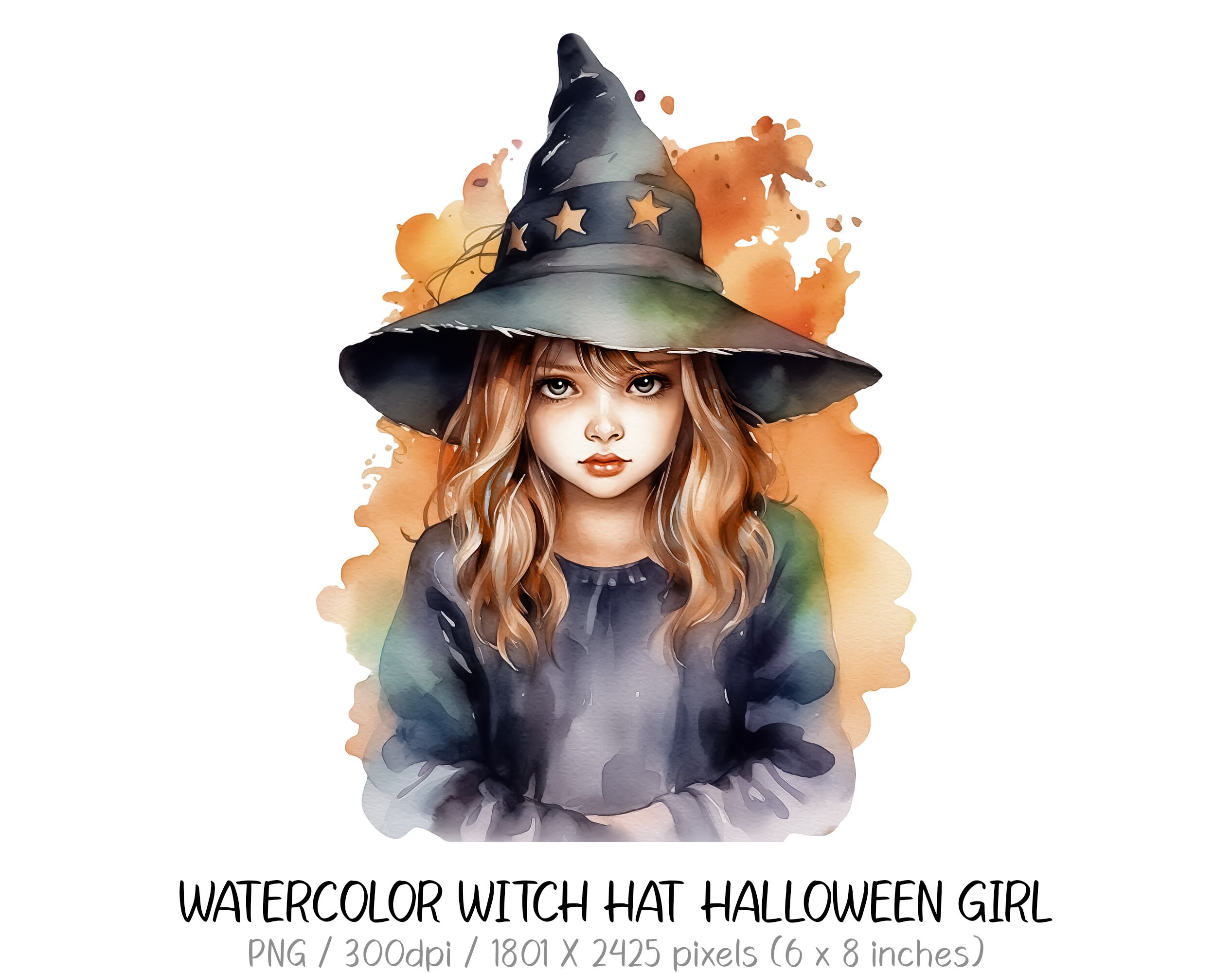 Watercolor Witch Hat Halloween Girl PNG Clip Art Witch Hat - Etsy