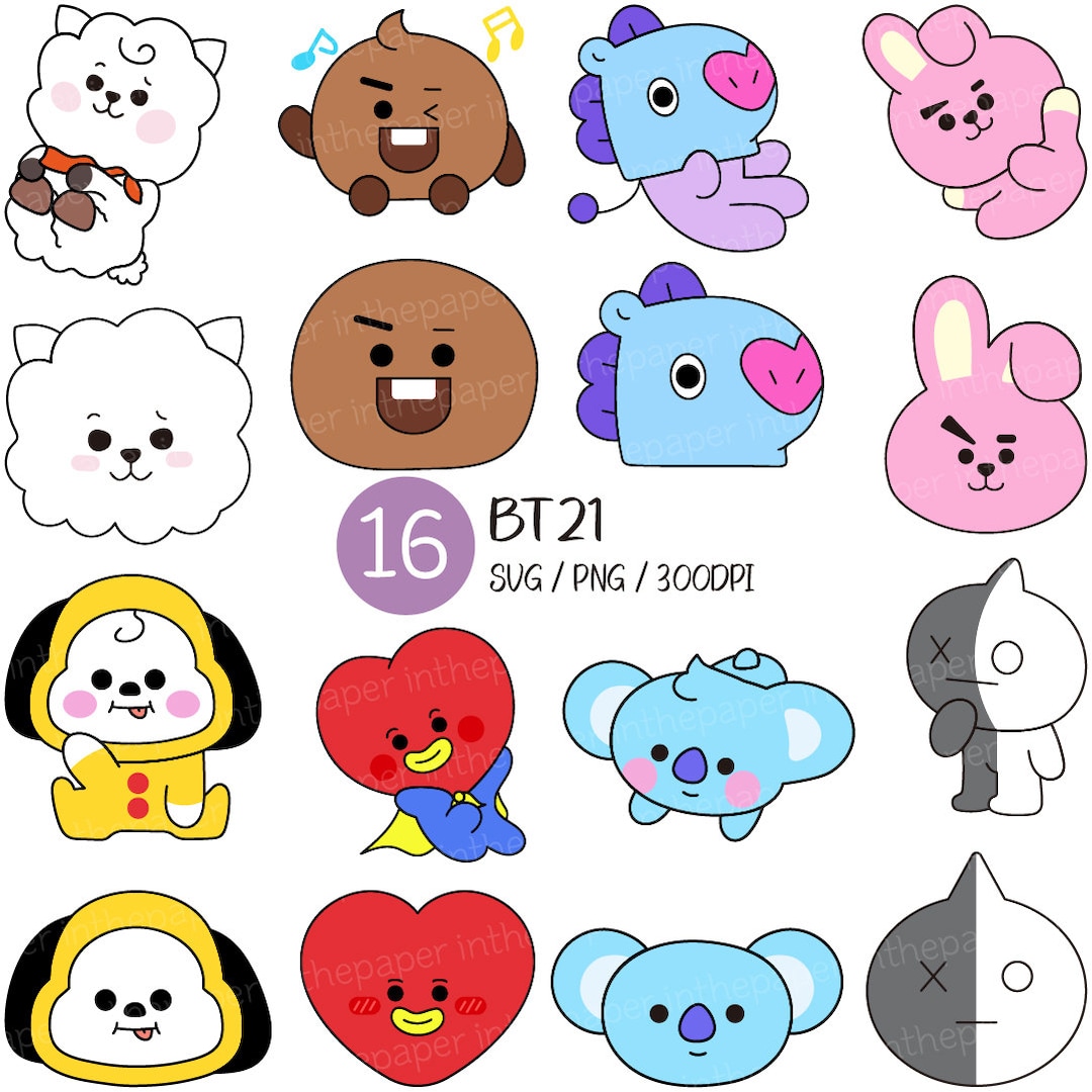 BT21 SVG BTS Png Army Clip Art Member Decal Vector Cricut Kpop Korean ...
