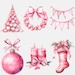 Pink Christmas PNG Adorable Cute Watercolor Clip Art Little Girl ...