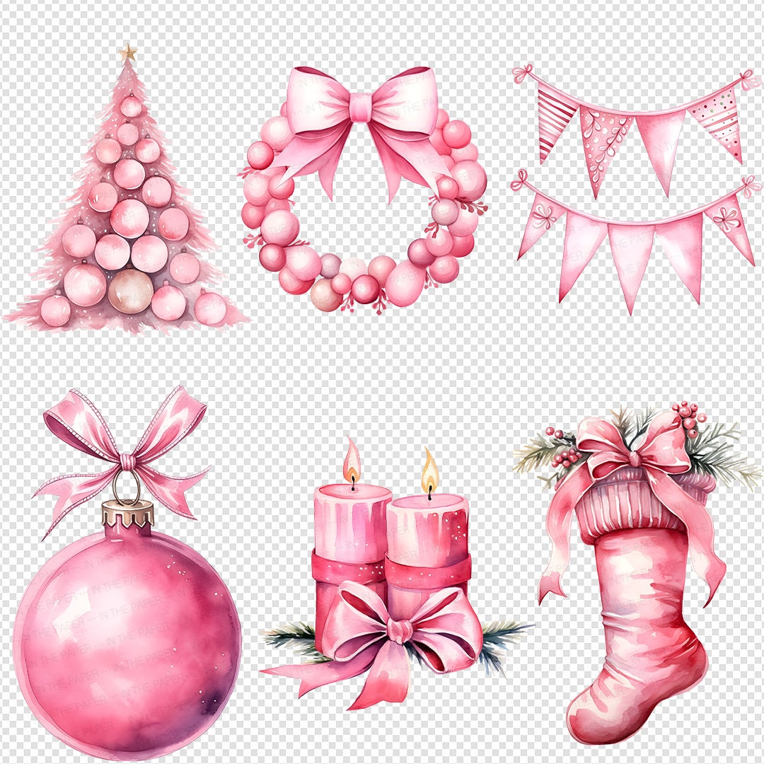Pink Christmas PNG | Adorable Cute Watercolor Clip Art Little Girl ...