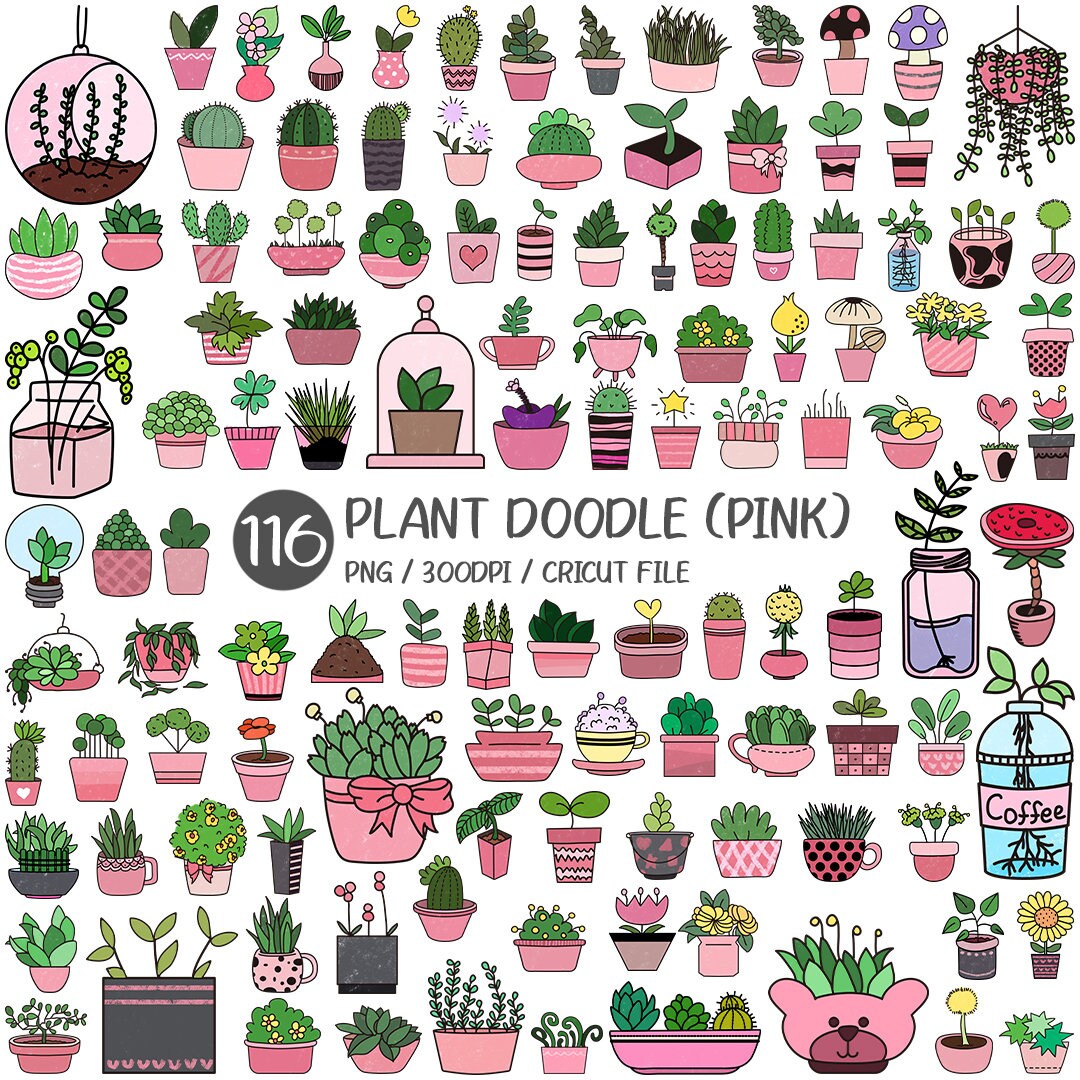 Plant PNG Plant Pots, Doodle, Crayons Texture, Pink Clipart, Blossom ...