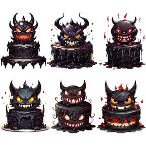 Devil Cake PNG Scary Bloody Creepy Red Syrup Flowing Black Teeth Horn ...