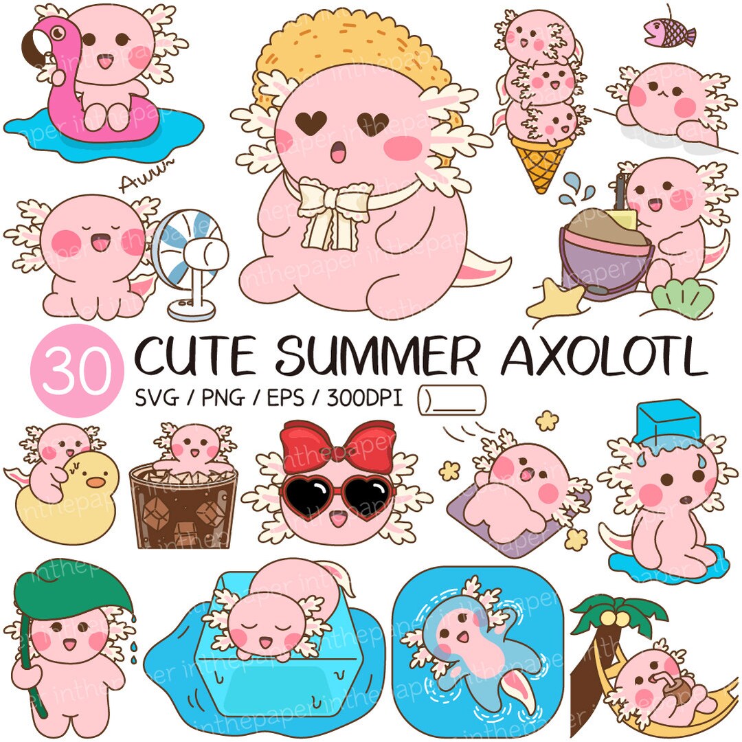 Cute Axolotl | Summer Clipart Uparupa Pink Salamander Float Beach Ball ...