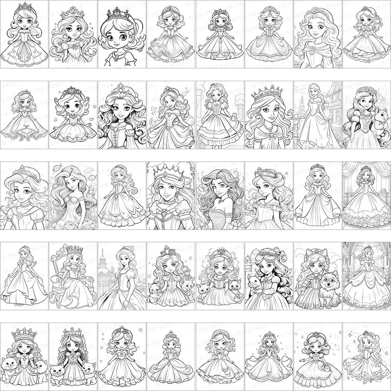 200 Princess Coloring Pages for Kids Cute Queen Ribbon Crown - Etsy
