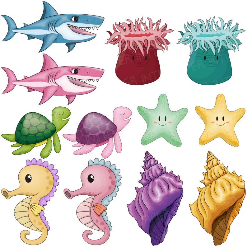 Under the Sea Animals PNG | Cute Fish SVG Clipart Humpback Whale ...