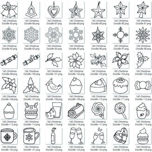 160 Christmas Doodle SVG | PNG Clipart Coloring Page Tree Bell Santa ...