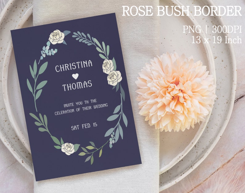 Rose Bush Border PNG Flower Wreath Plants Wedding - Etsy