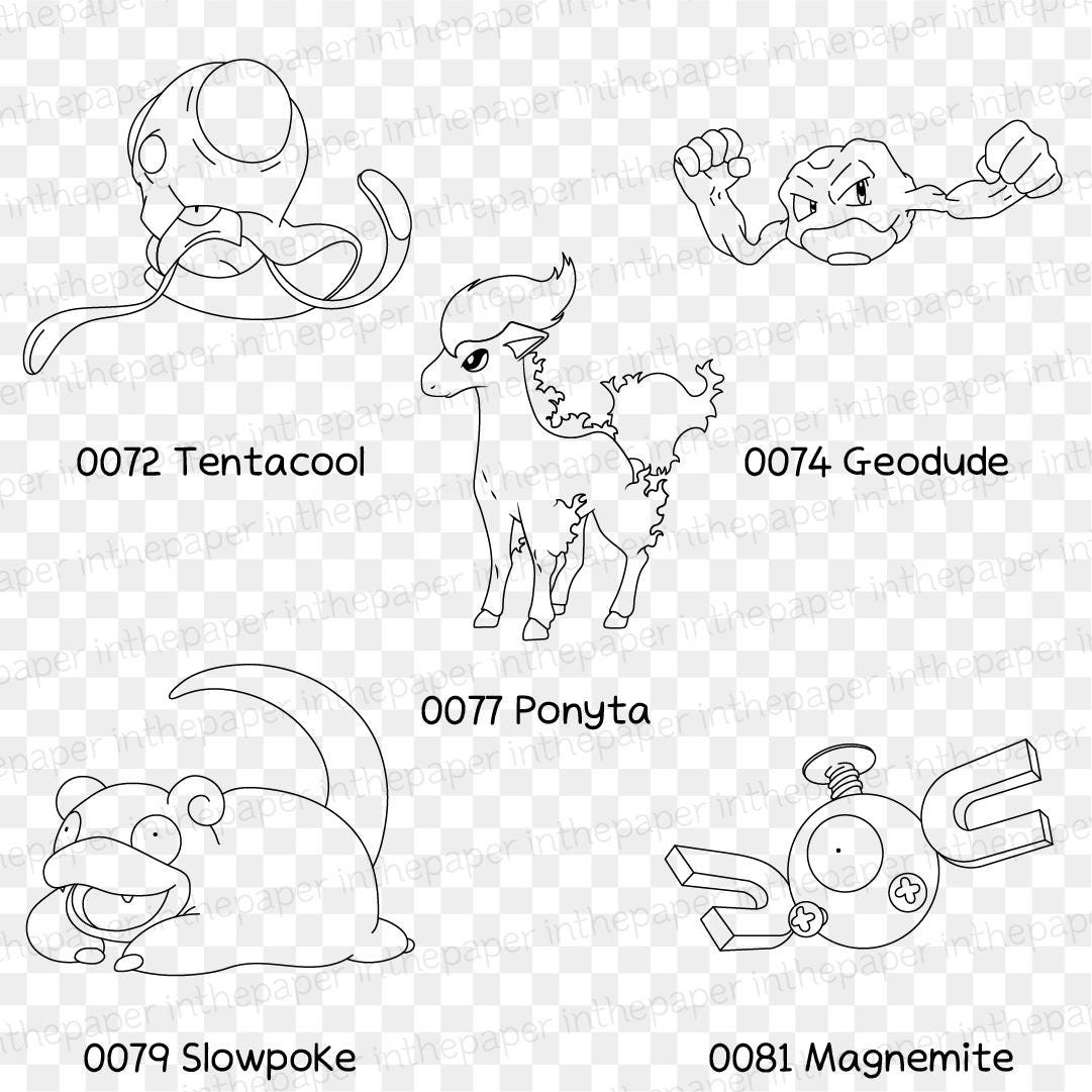 Pokemon Coloring Papers | for Kids PNG SVG Blackline Animal Outline ...