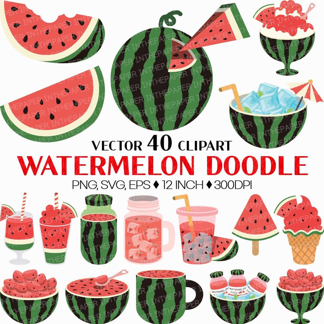 Watermelon Doodle | Summer Tropical Fruit Slice Drink Popsicle Shaved ...