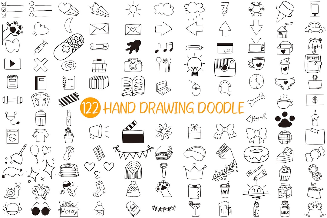 Hand Drawing Doodle | Doodle Svg | Png | Good Notes Stickers | Cute ...
