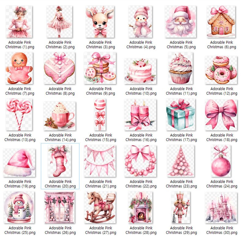 Pink Christmas PNG Adorable Cute Watercolor Clip Art Little Girl ...