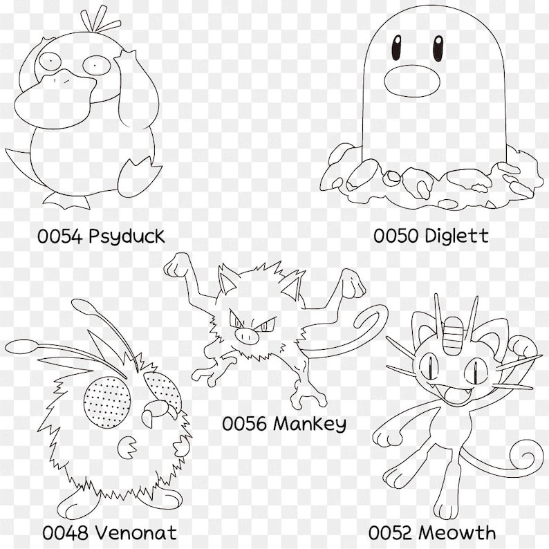 Pokemon Coloring Papers | for Kids PNG SVG Blackline Animal Outline ...