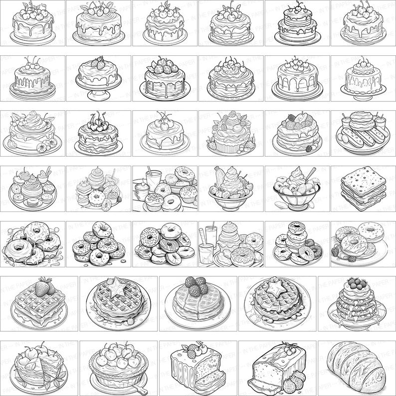 200 Sweets Dessert Coloring Page | Kid Adult Book Cup Cake Chocolate ...