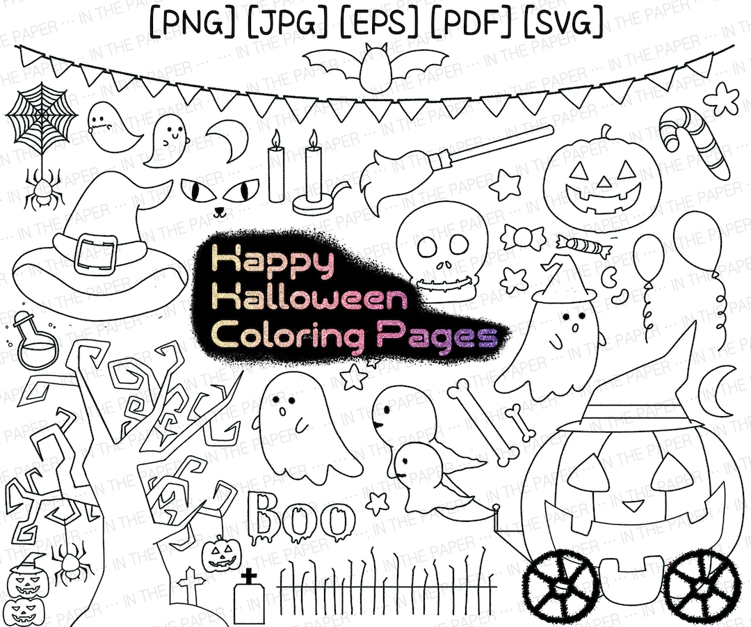 Halloween Coloring Pages | Png | Jpg | Eps | Pdf | Svg | Coloring Books ...