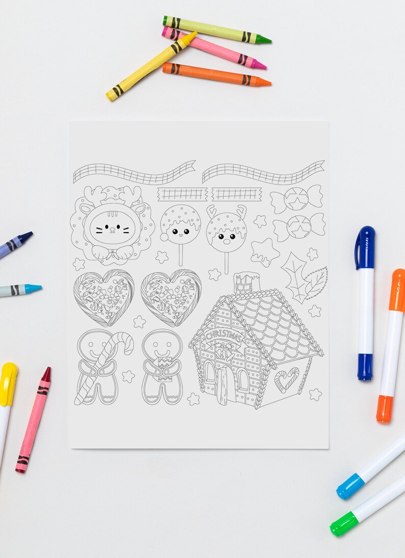 Christmas Sweets House Coloring Pages Png Svg Pdf Eps Printable Kids ...